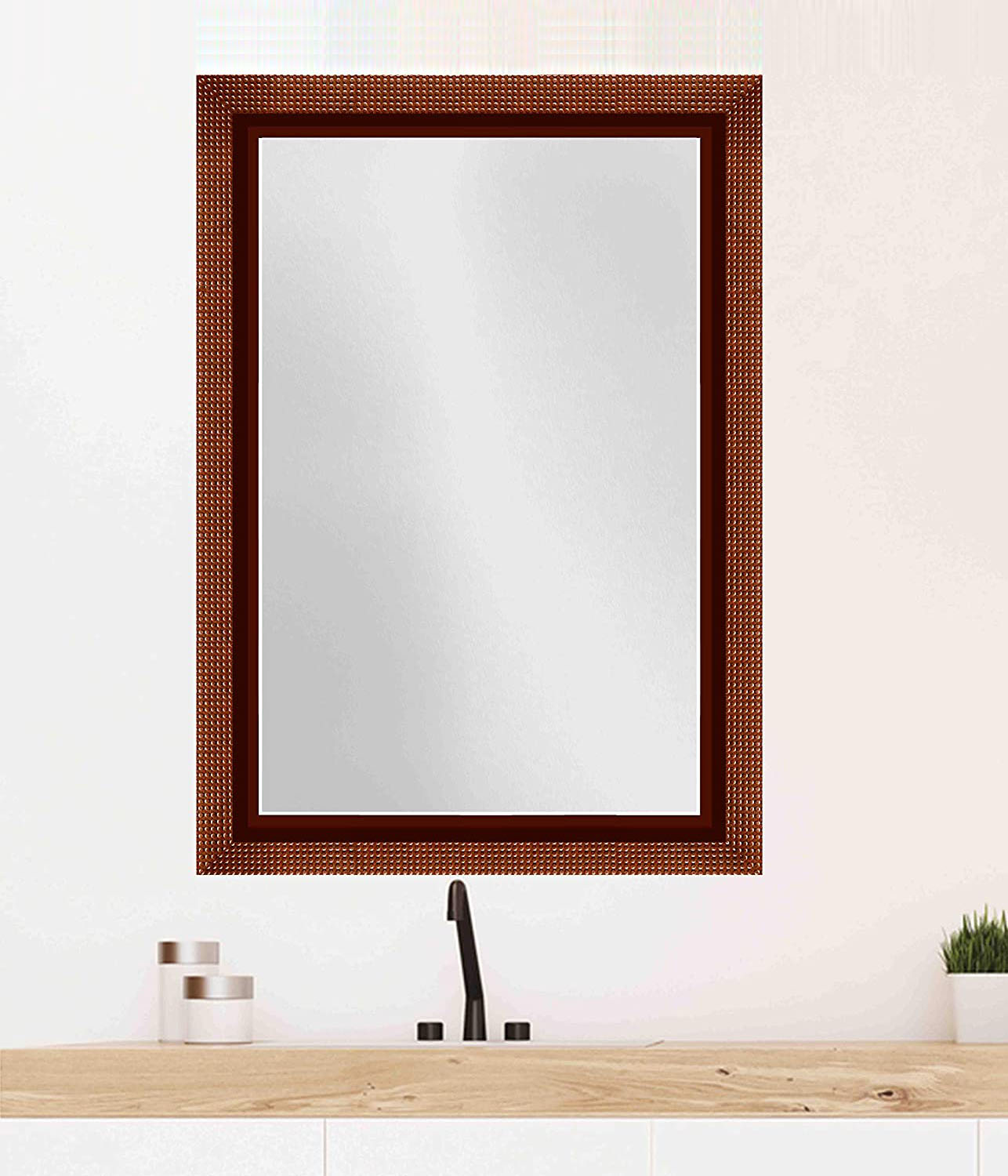 brown framed mirror Stylish Framed Wall Mirror at lesser price.